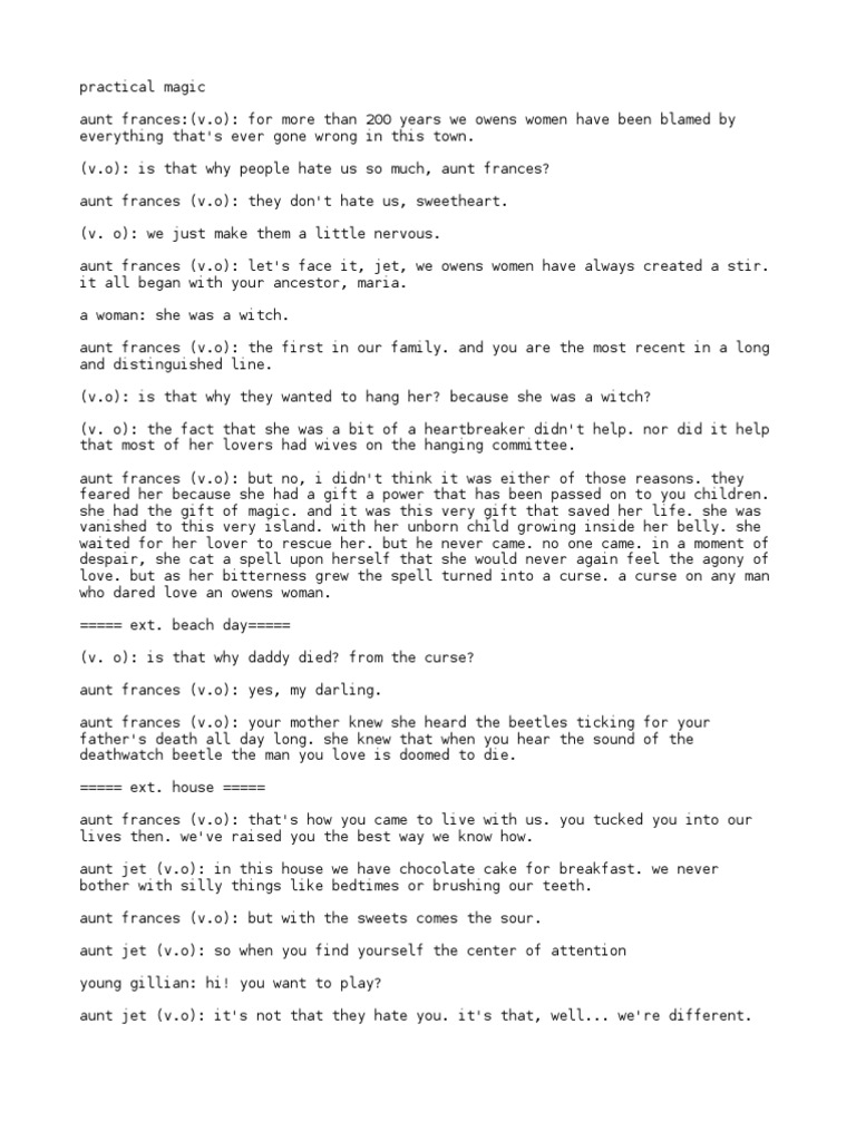 Practical Magic Script Pdf 