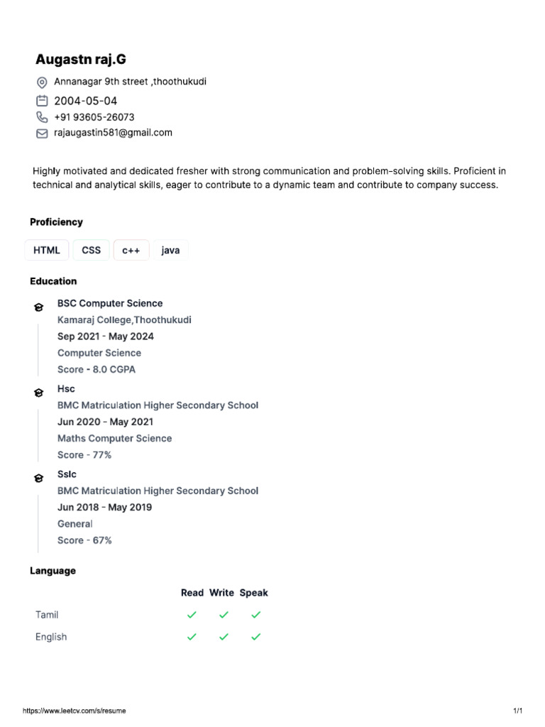 Augestin Resume | PDF