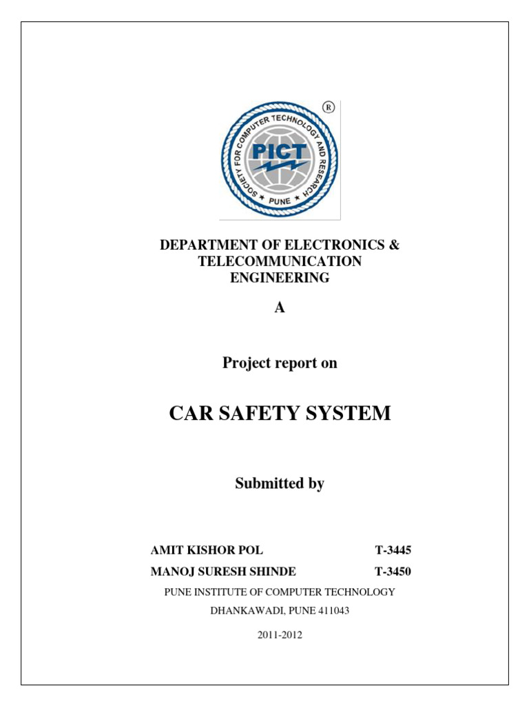 A Project Report On Car Safety System - Compress | PDF | Rectifier | Power Supply