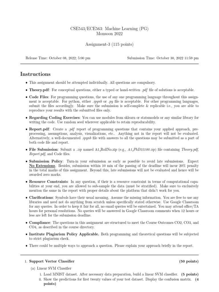 ML_PG_Assignment_3 | PDF | Support Vector Machine | Mathematical Analysis