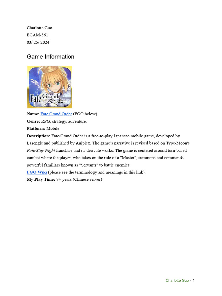 FGO Game Analysis & Strategy Guide | PDF | Video Game Gameplay | Gaming