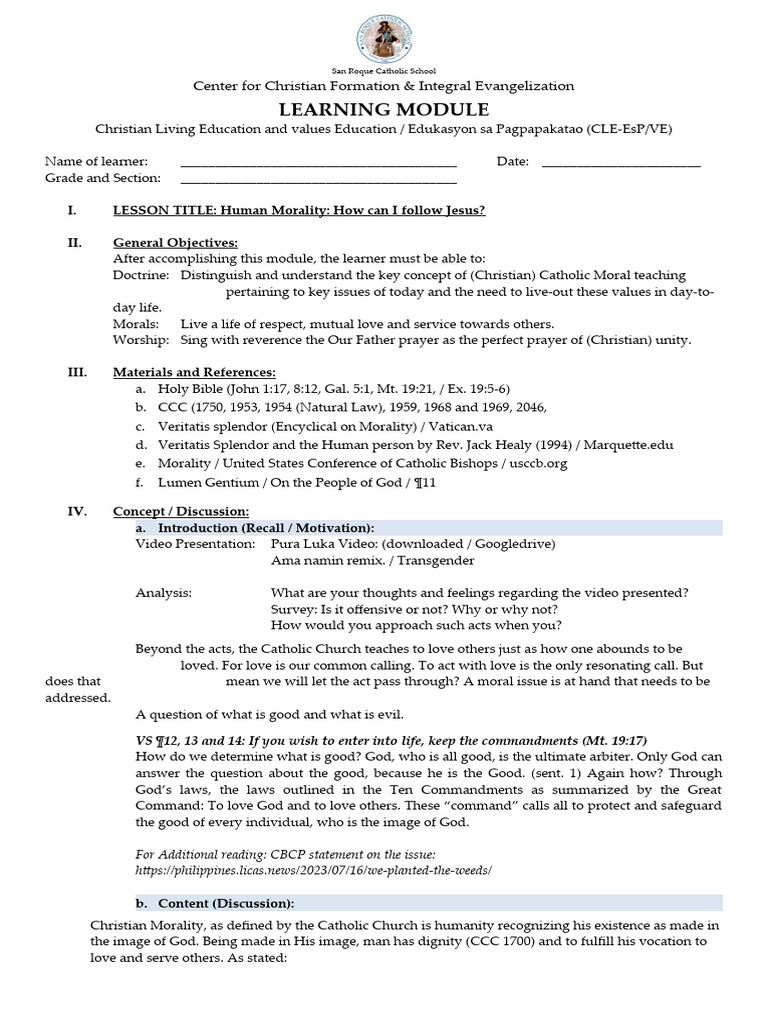 CLE-ESP VE Learning Module s2022 | PDF | Lord's Prayer | Faith