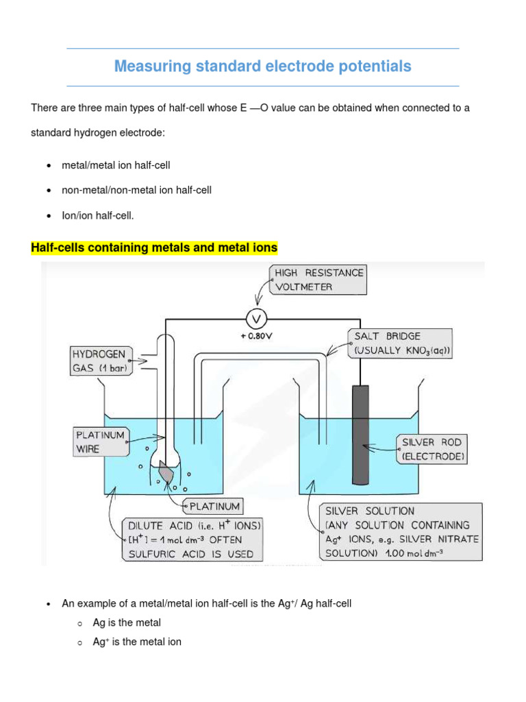measuring electrode potential | PDF | Redox | Applied And ...