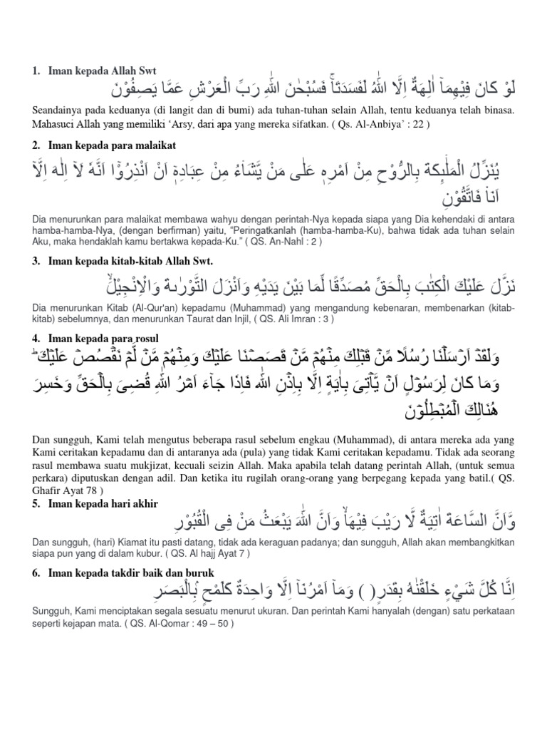 Dalil Tentang Rukun Iman | PDF