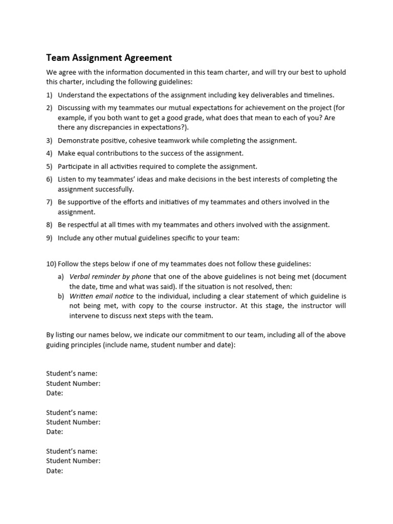 HRMG 4155 Team Assignment Agreement | PDF