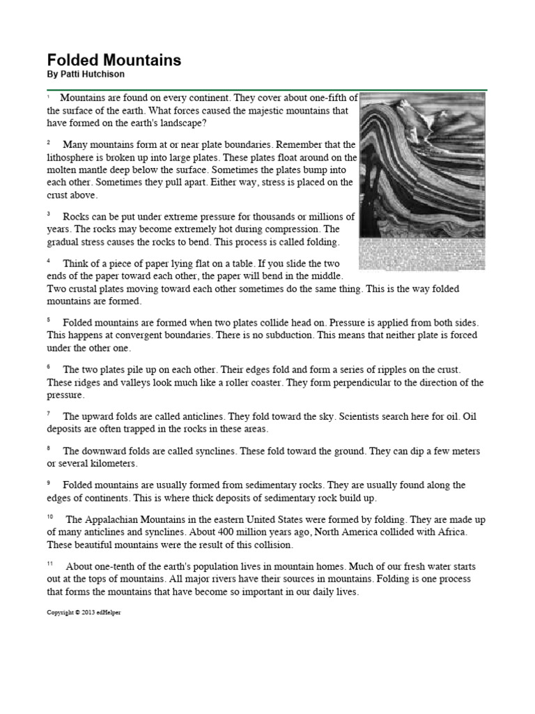 Folded Mountains | PDF | Plate Tectonics | Mountains