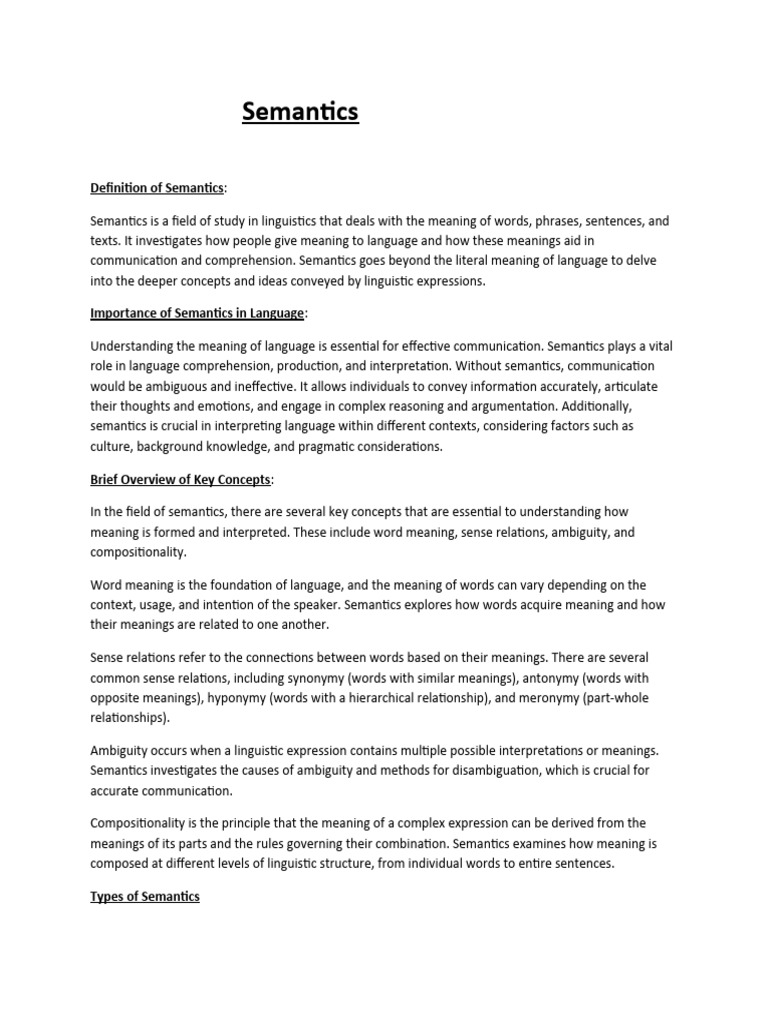 Assignment English Pdf Semantics Linguistics