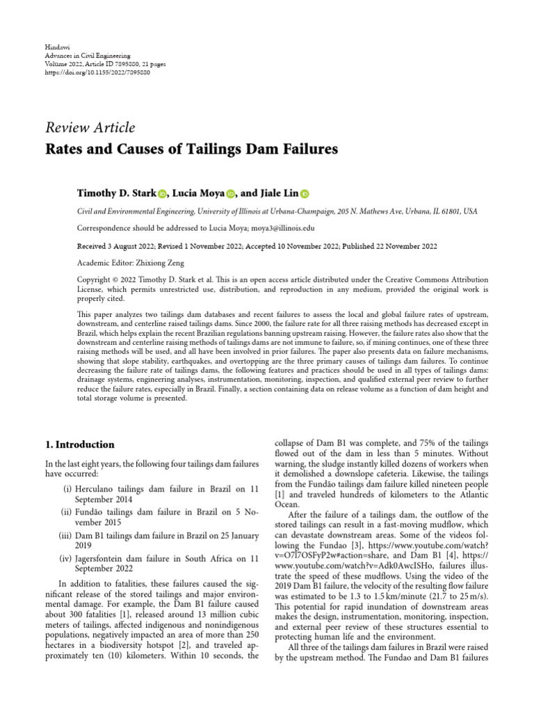 Rates and Causes of Tailings Dam Failures | PDF | Dam | Earth Sciences