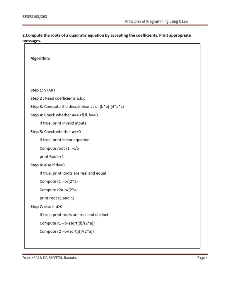 POP Using C - VTU Lab Program-2 | PDF | Algorithms And Data Structures | Numerical Analysis