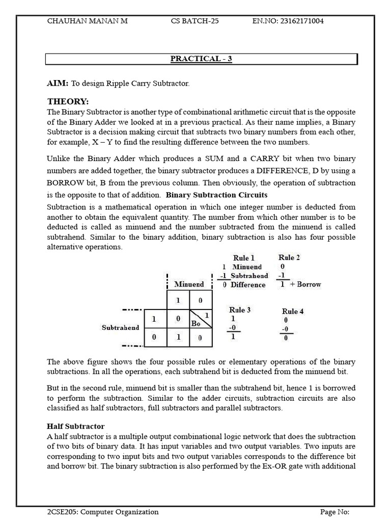 Prac 3 | PDF | Subtraction | Arithmetic