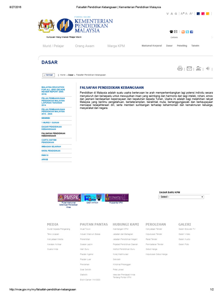 Falsafah Pendidikan Kebangsaan Kementerian Pendidikan Malaysia Pdf