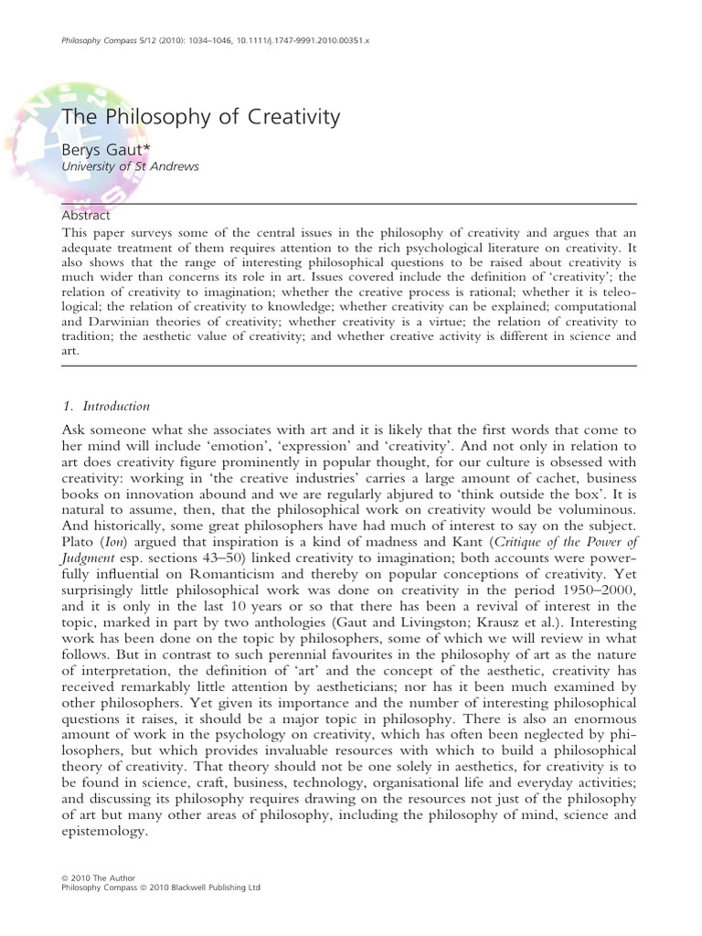 Philosophical Insights on Creativity | PDF | Creativity | Aesthetics