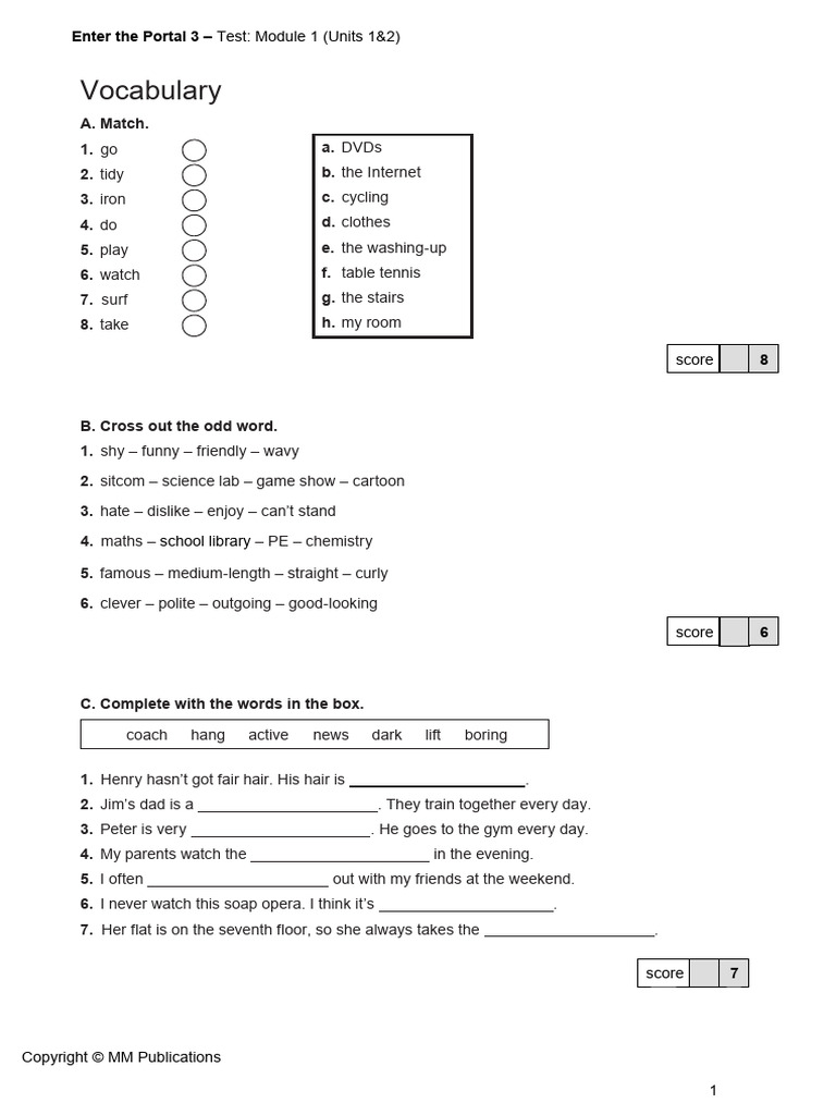 Enter The Portal 3 Test 1 Module 1 | PDF
