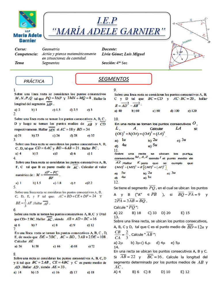 Geometría 4to Sec | PDF | Geometría