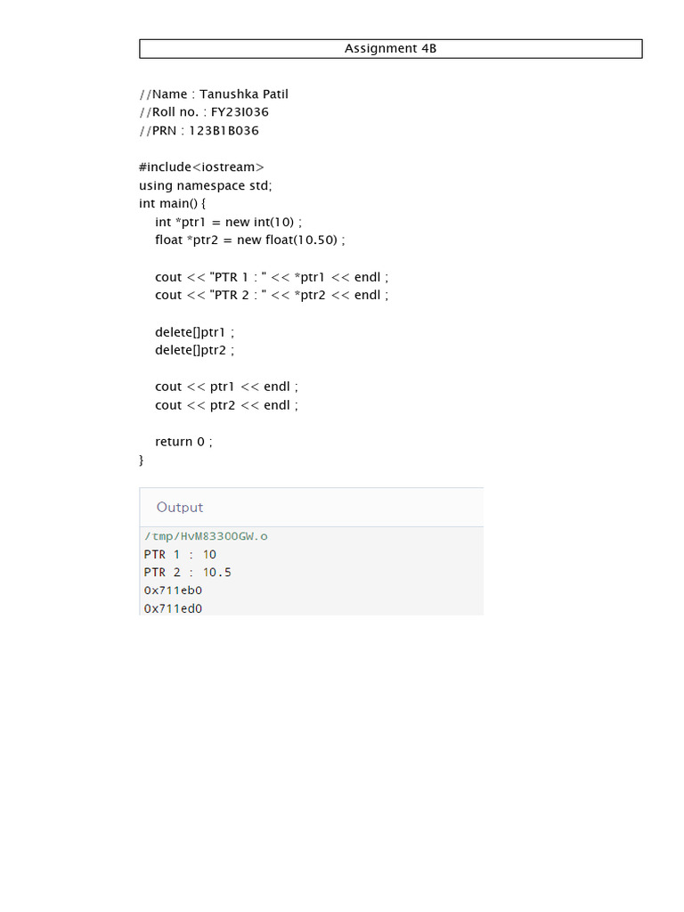 Assignment 4B | PDF | Computer Programming | C++