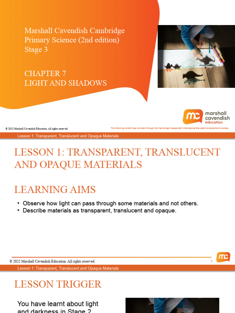 Light and Shadows for Grade 3 Science | PDF | Shadow | Light