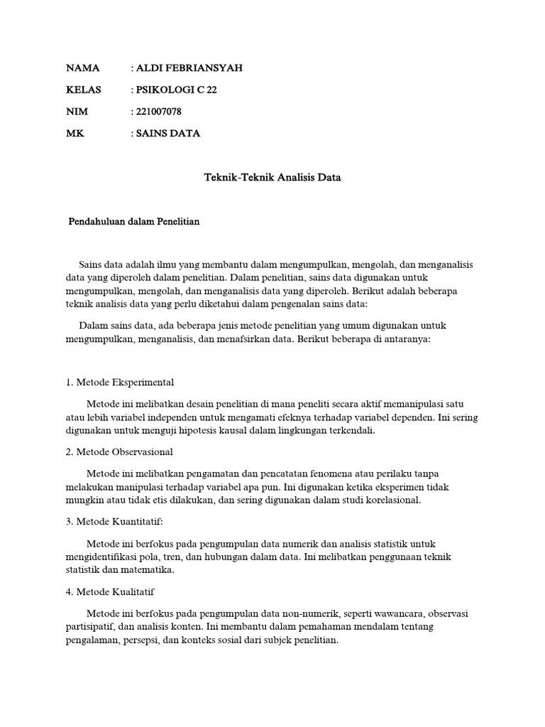 Tugas Sains Data 3 Aldi Febriansyah | PDF
