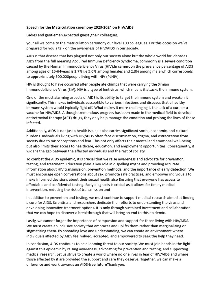 Speech | PDF | Hiv/Aids | Hiv