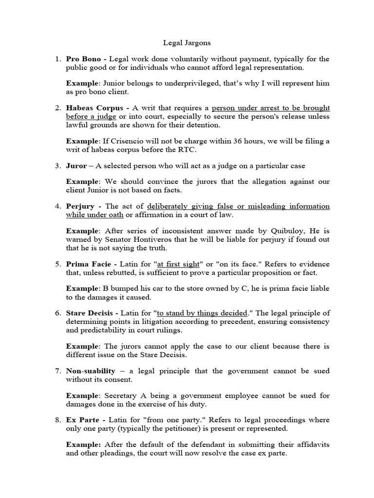 Legal Jargon | PDF | Burden Of Proof (Law) | Evidence (Law)