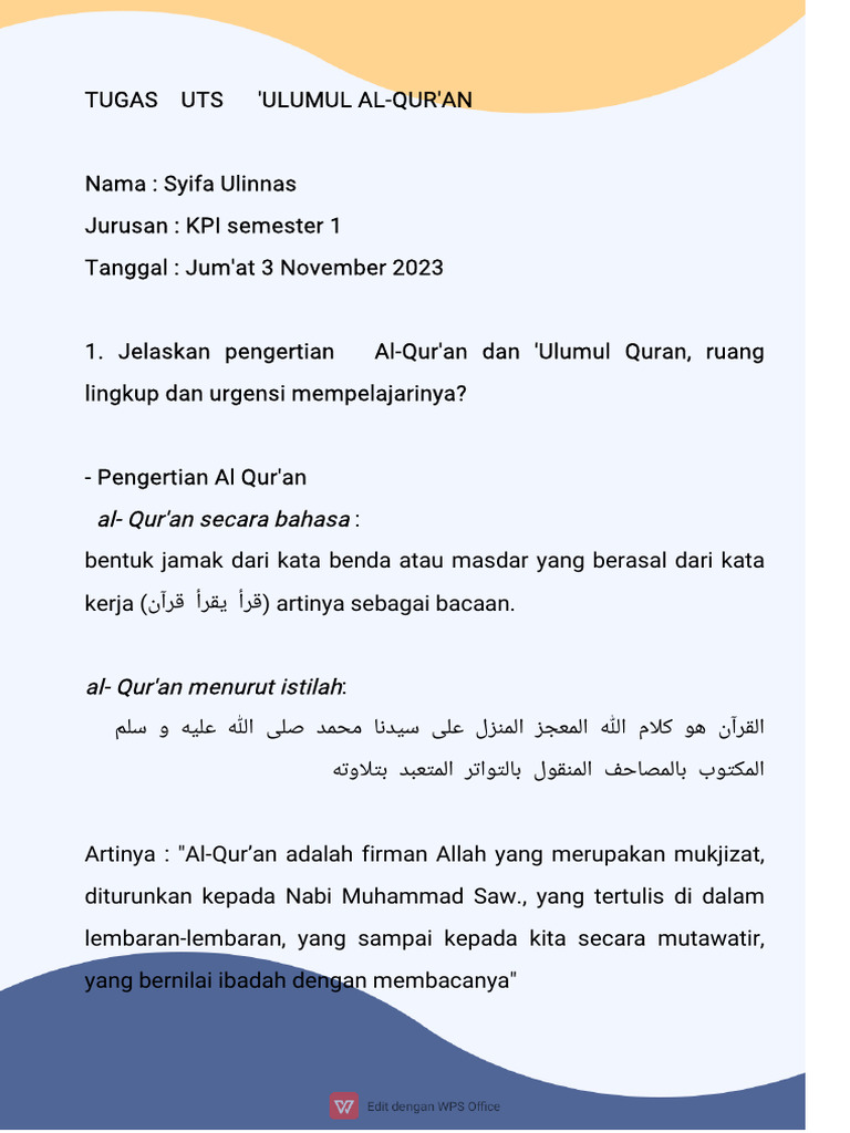 Tugas UTS Ulumul Quran | PDF