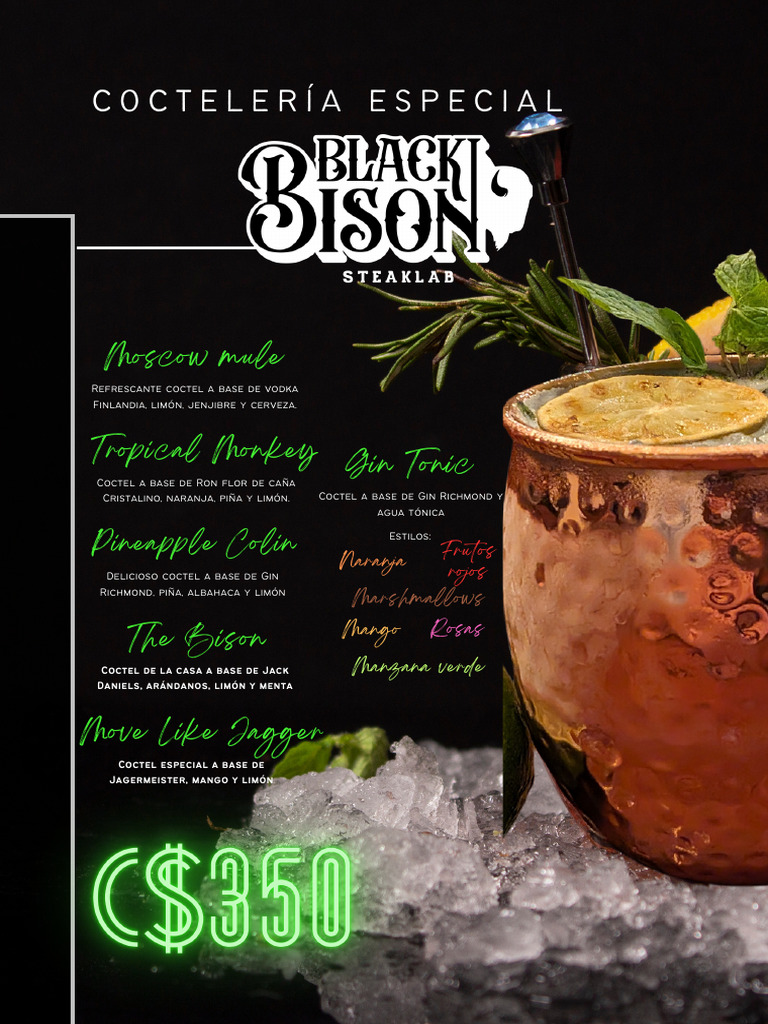 Menú Black Bison-1 | PDF | Parilla | Cocina