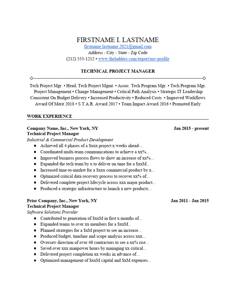Technical Project Management Resume | PDF | Project Management | Computing