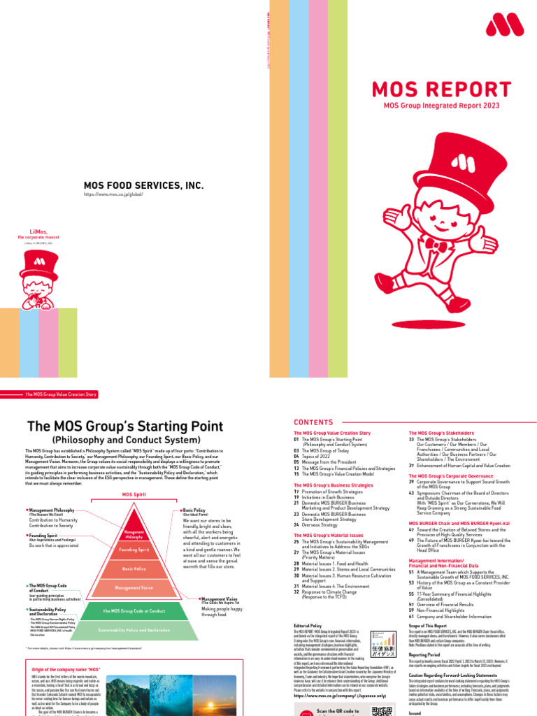 Mos Food Services, Inc.: MOS Group Integrated Report 2023 | PDF ...