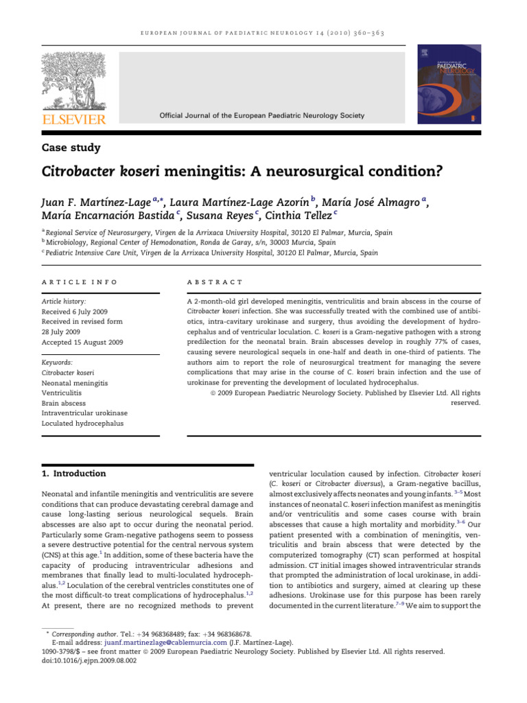 Citrobacter koseri Meningitis Case Study | PDF | Clinical Medicine ...