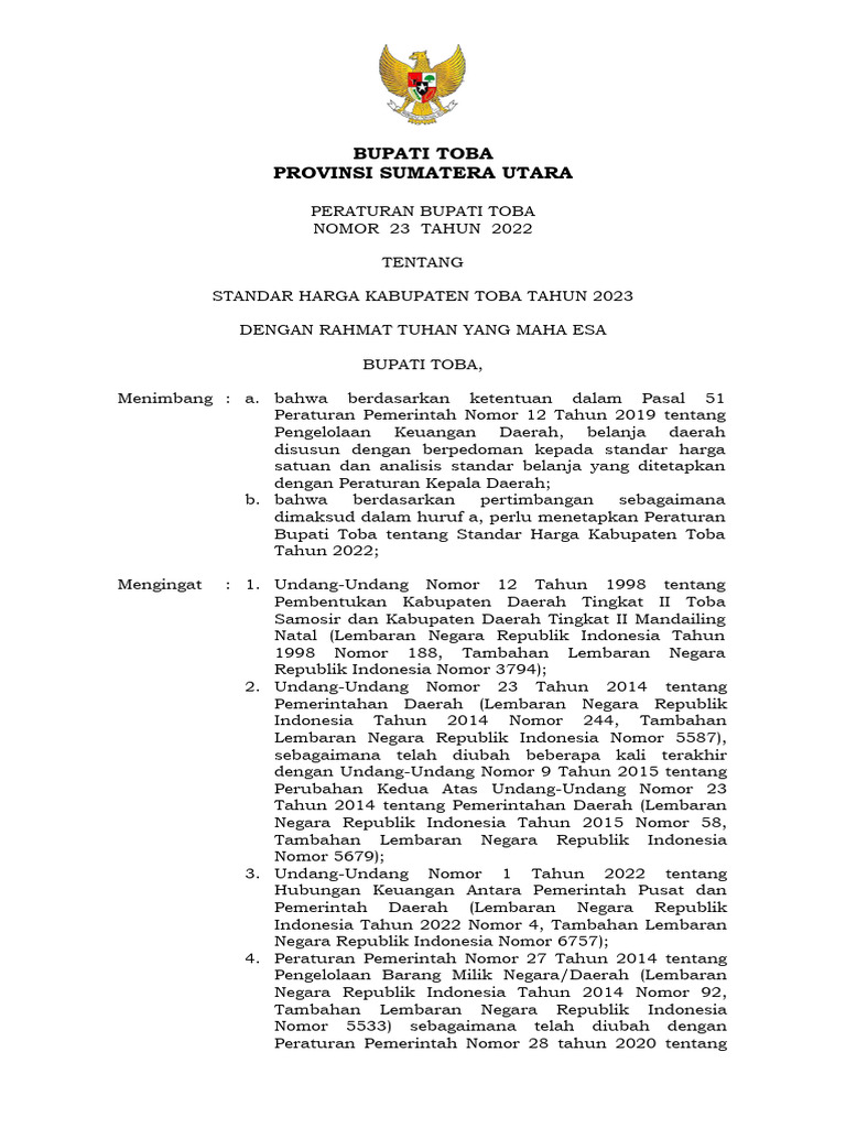 Perbup SSH 2023 | PDF