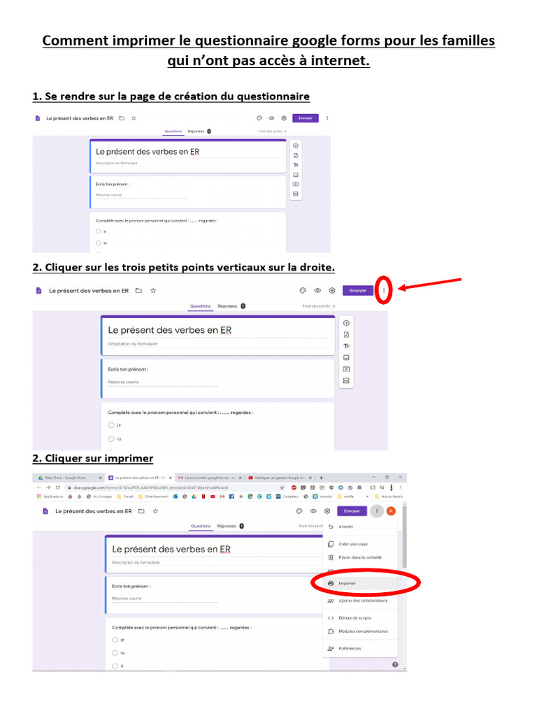 Comment Imprimer Le Questionnaire Google Forms | PDF