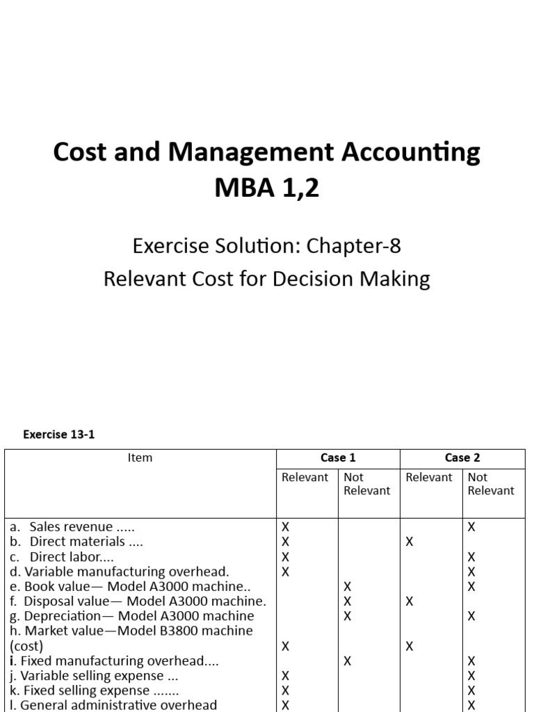 Relevant Cost Exercise Solution | PDF | Labour Economics | Expense