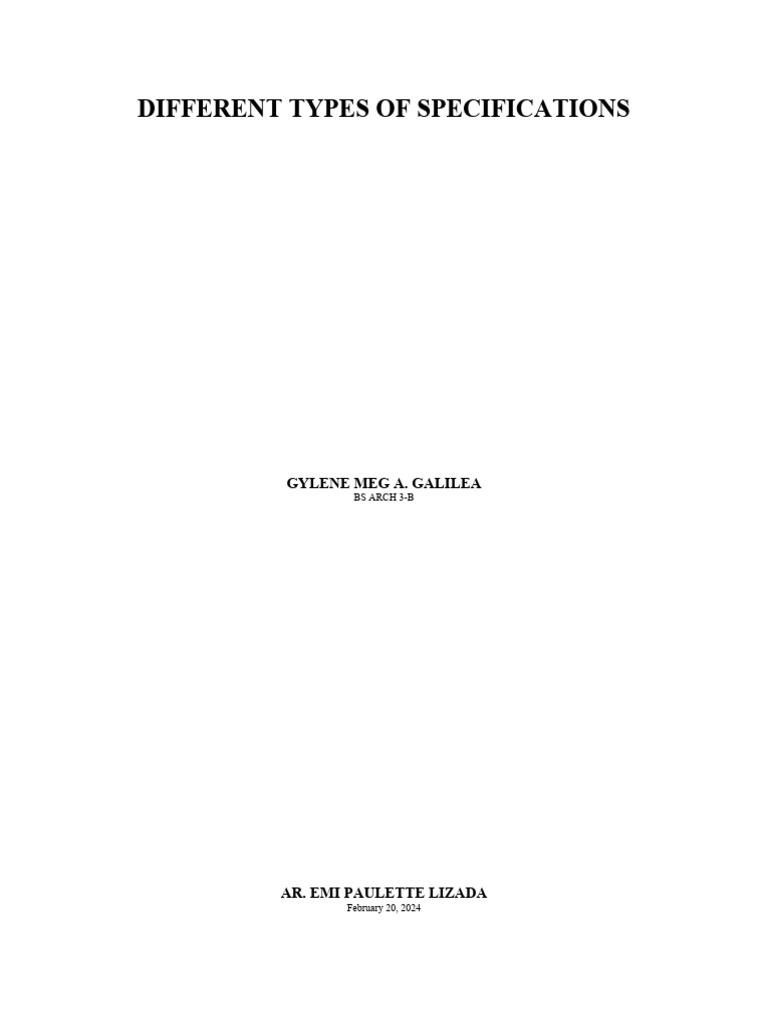 Different Types of Specifications | PDF | Specification (Technical ...