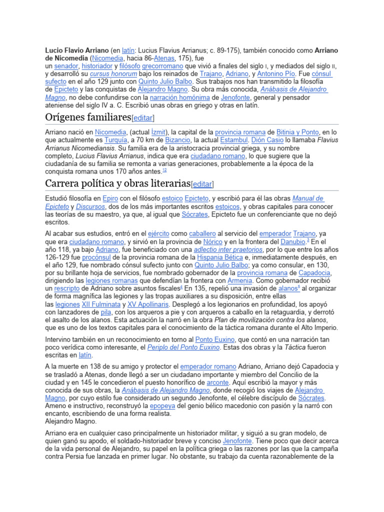Lucio Flavio Arriano: Historiador Grecorromano | PDF | Mundo ...