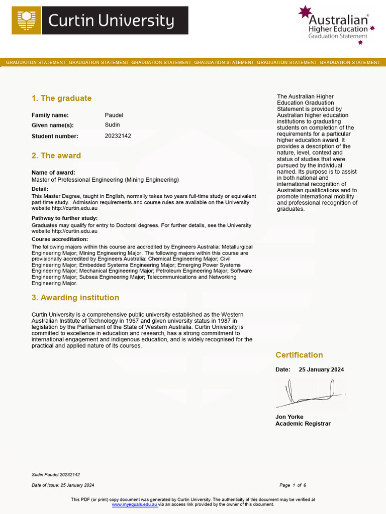 Graduation Statement | PDF | Academic Degree | Qualifications