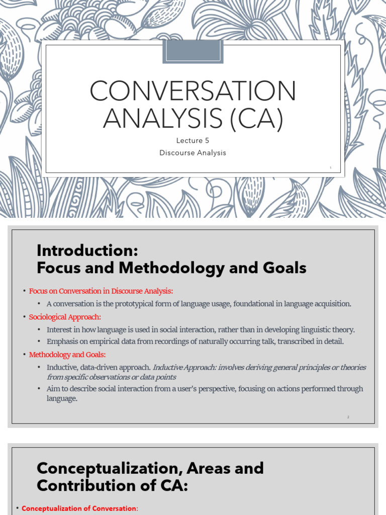 Lecture 5 Conversation Analysis | PDF | Methodology | Conversation