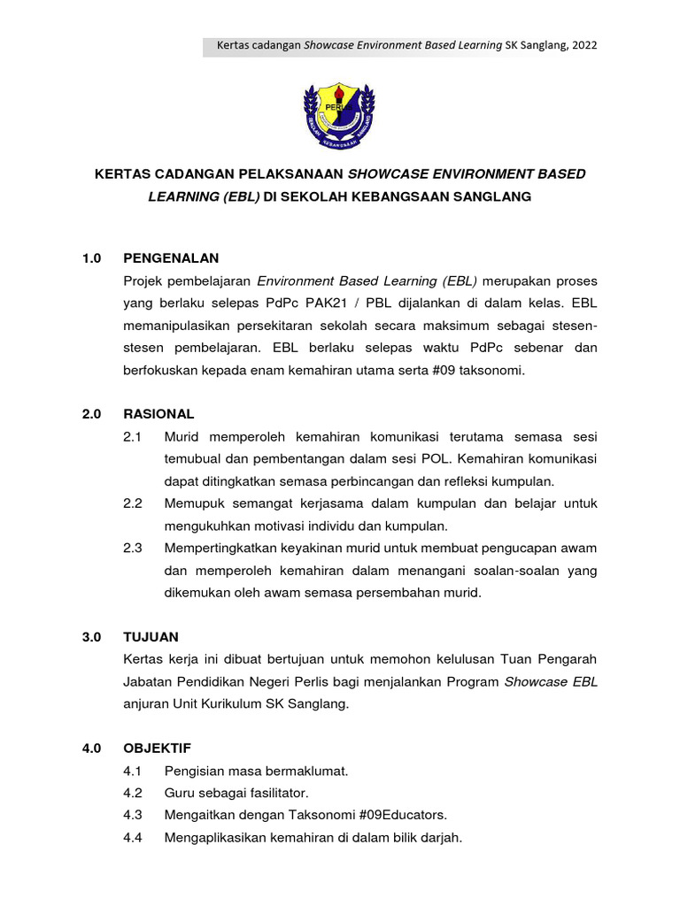 Showcase EBL untuk SK Sanglang | PDF