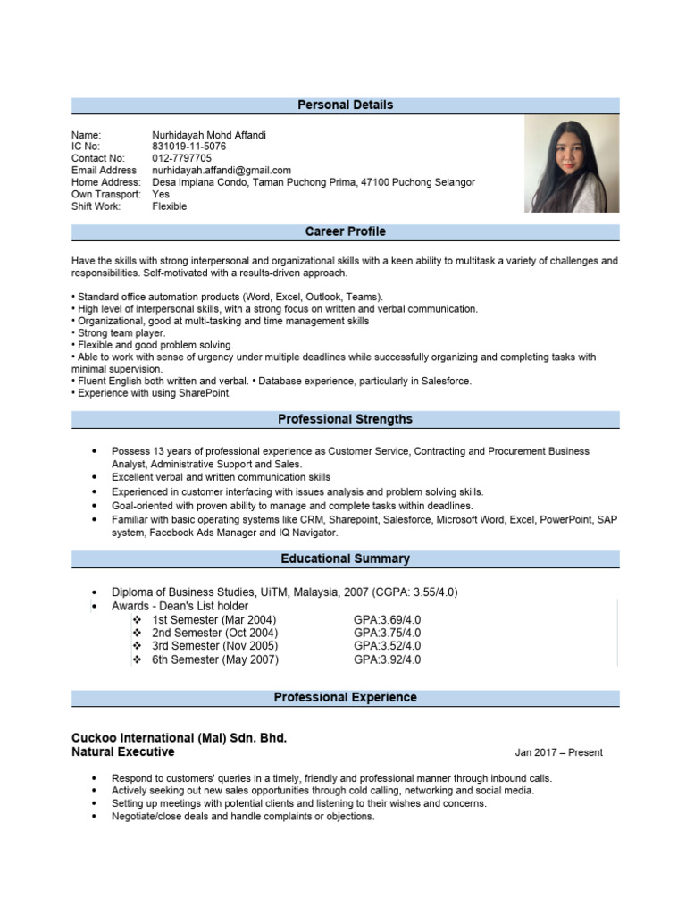 AJobThing Nurhidayah Mohd Affandi-Sales-Assistant | PDF | Career & Growth