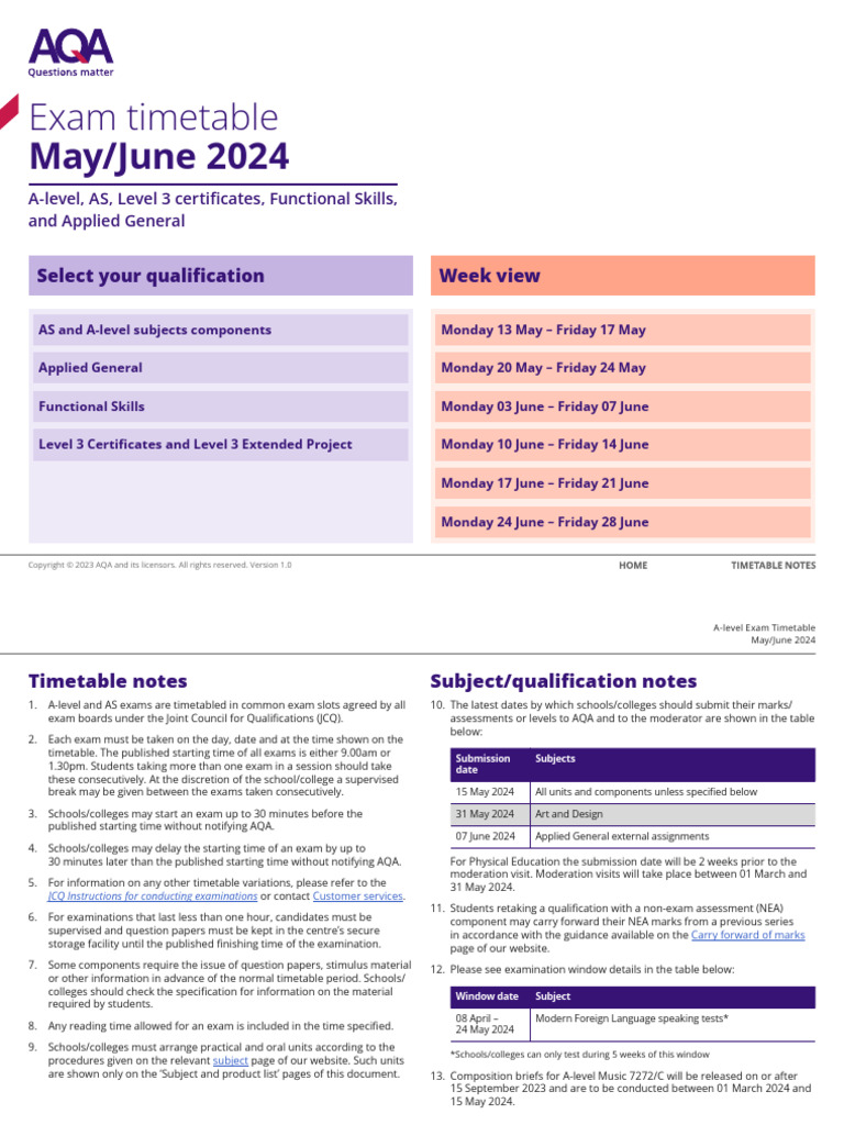 Aqa TT Gce Jun24 Confirmed | PDF | Gce Advanced Level (United Kingdom ...