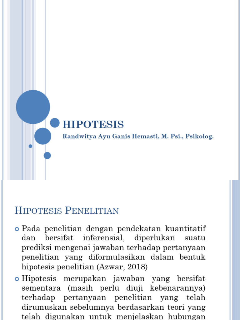 Contoh dan Perumusan Hipotesis Penelitian | PDF