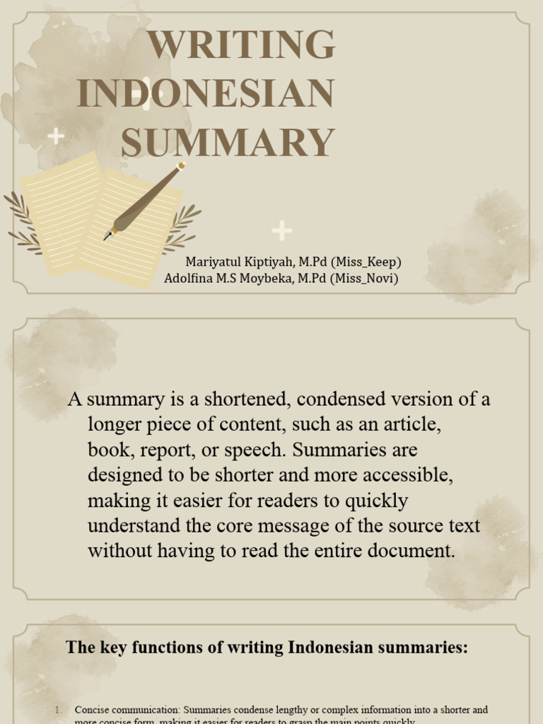 Writing Effective Indonesian Summaries | PDF | Reading Comprehension ...