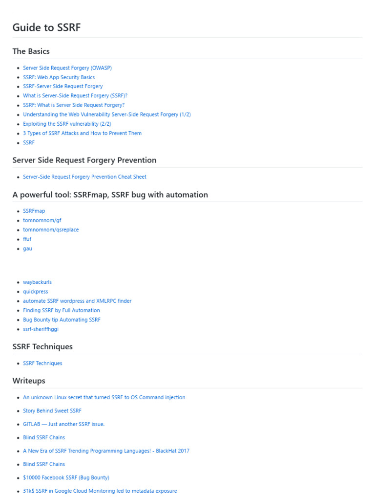 Guide to SSRF | PDF | World Wide Web | Internet & Web