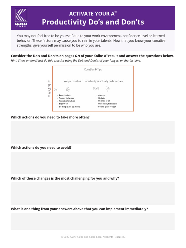 Dos and Donts Worksheet Fillable | PDF