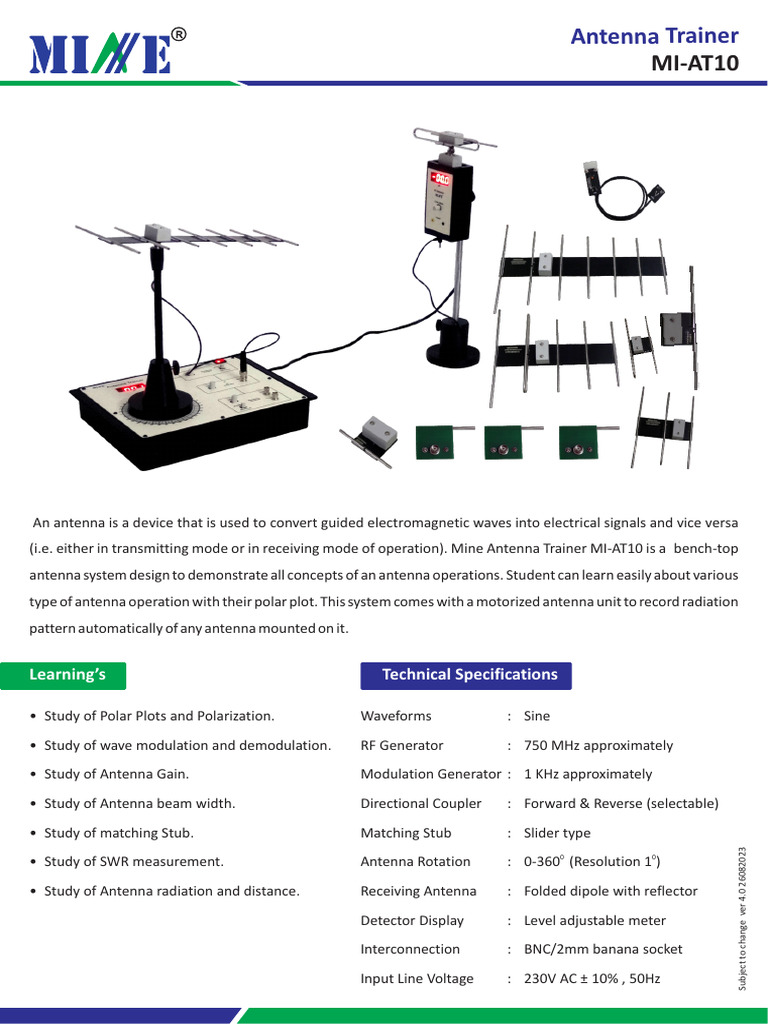 MI-AT10-Antenna Trainer With 10 Antennas | PDF | Antenna (Radio) | Electromagnetic Radiation