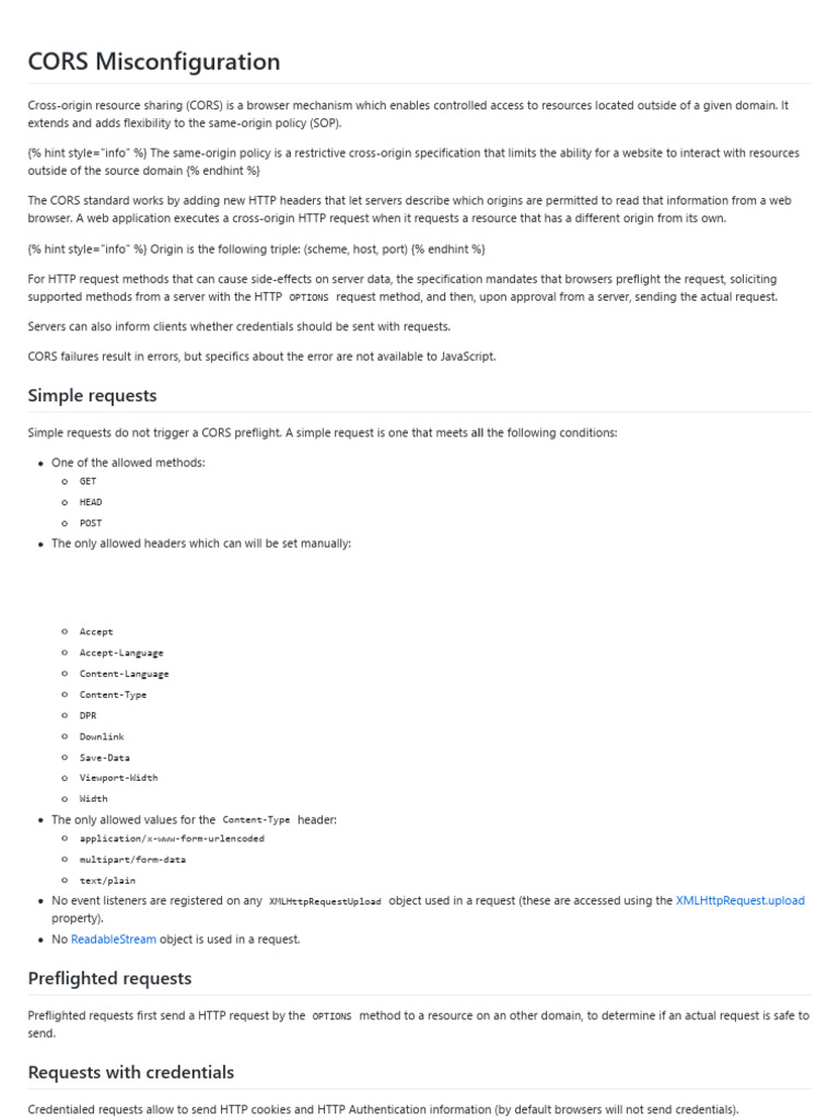 CORS Misconfiguration | PDF | Http Cookie | World Wide Web