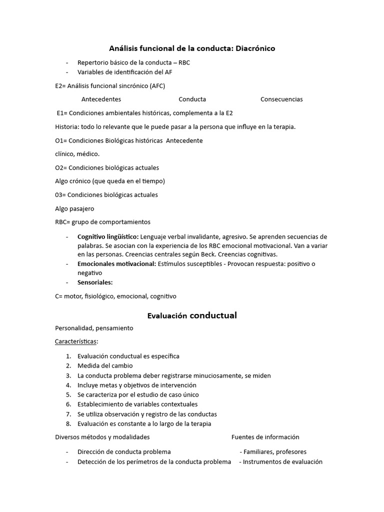 Análisis Funcional de la Conducta Diacrónico | PDF