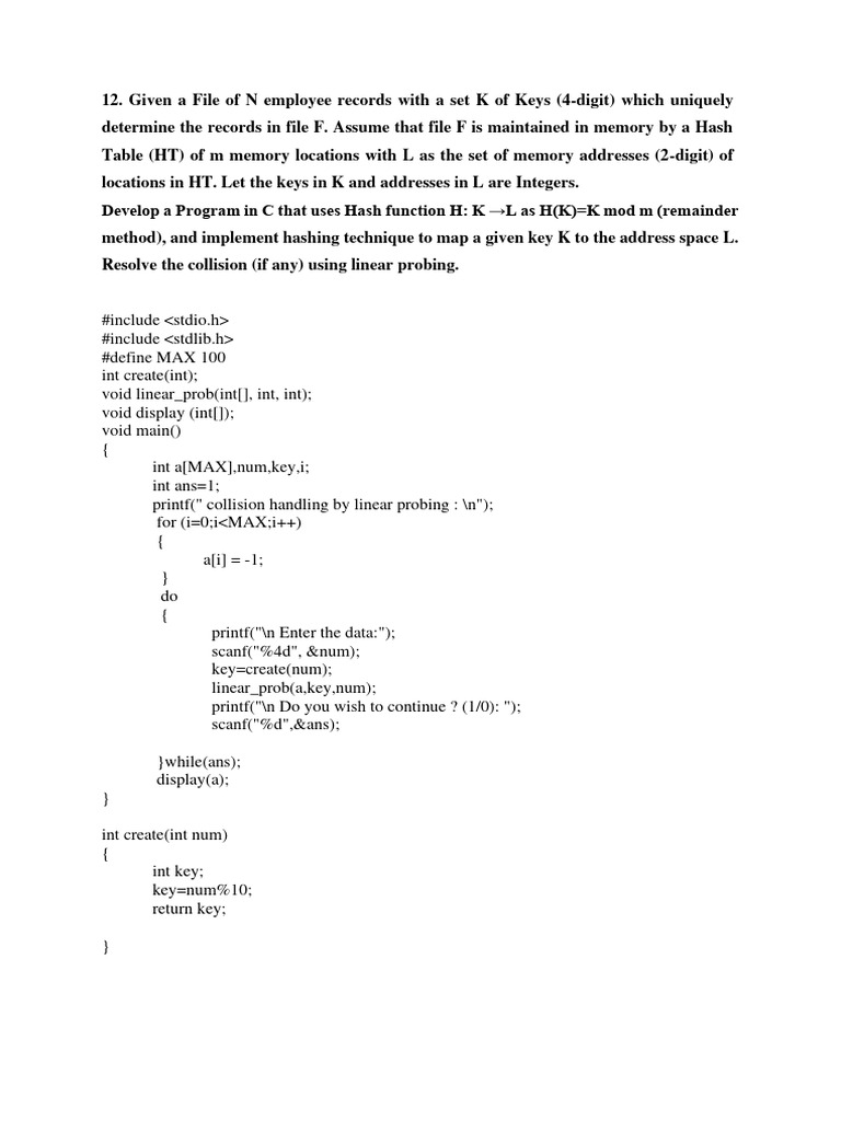Hash Table of Employee Records | PDF | Computer Programming | Algorithms