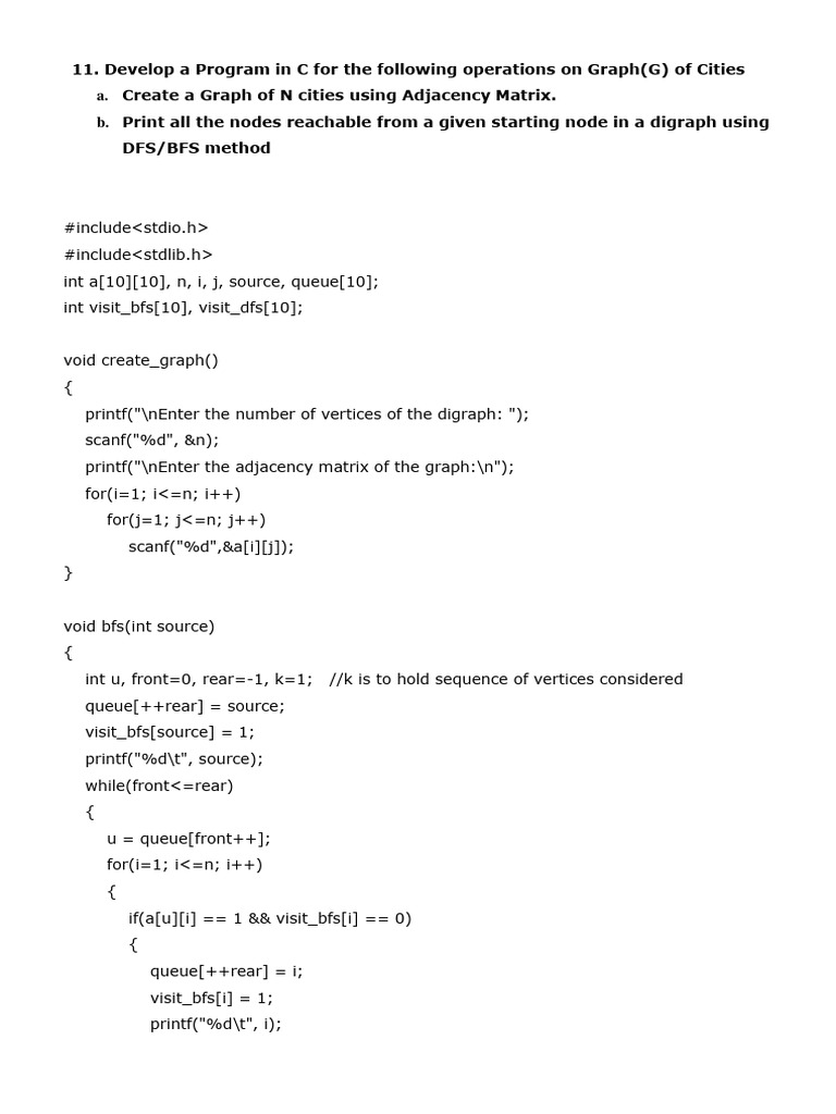 Dfs And Bfs On Graph Pdf Computational Problems Algorithms And Data Structures 