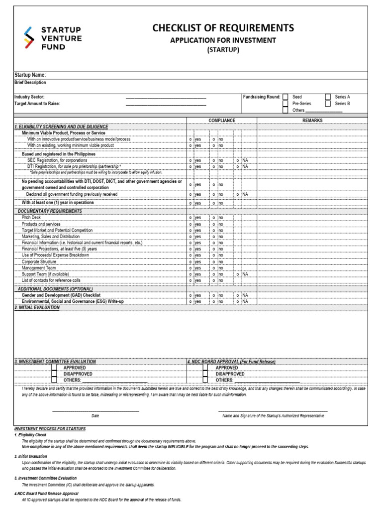Checklist of Requirements For Startups | PDF | Startup Company | Small ...
