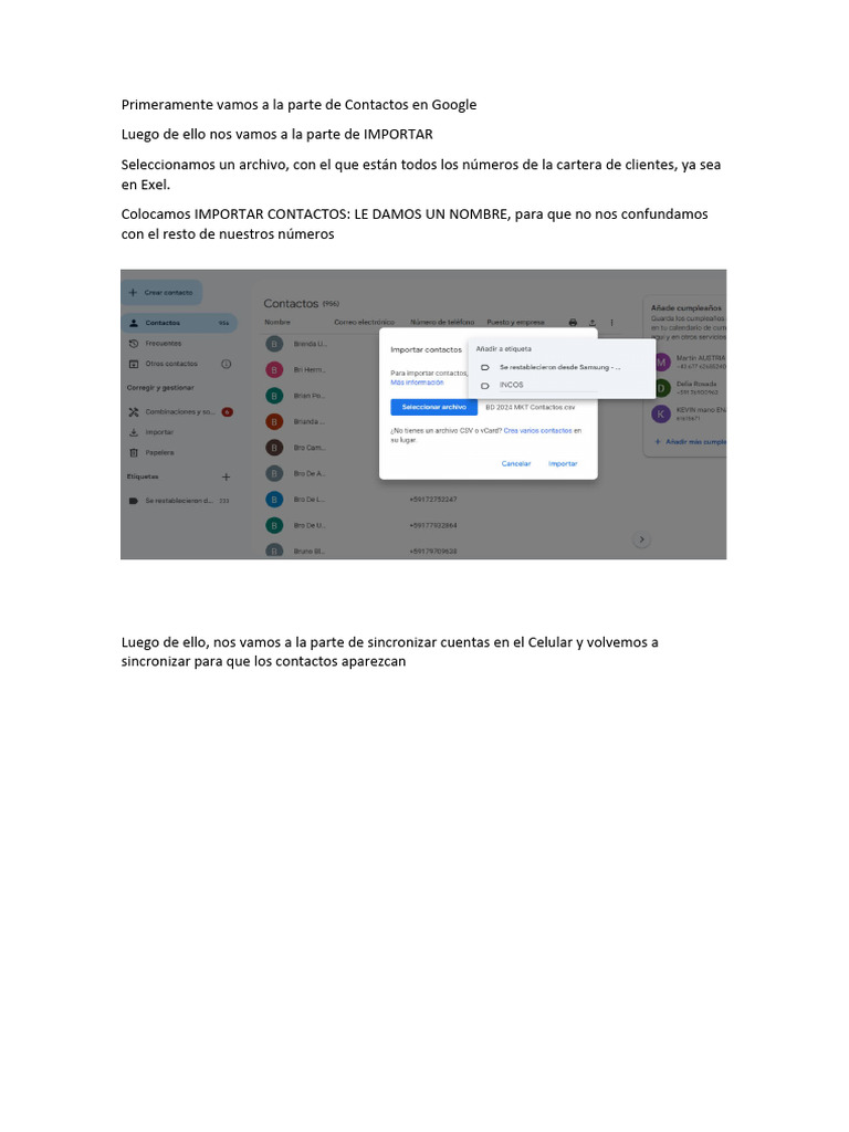 COMO AÑADIR CONTACTOS | PDF