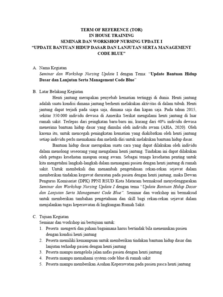 TERM OF REFERENCE SEMINAR DAN WORKSHOP DPK PPNI (2) | PDF